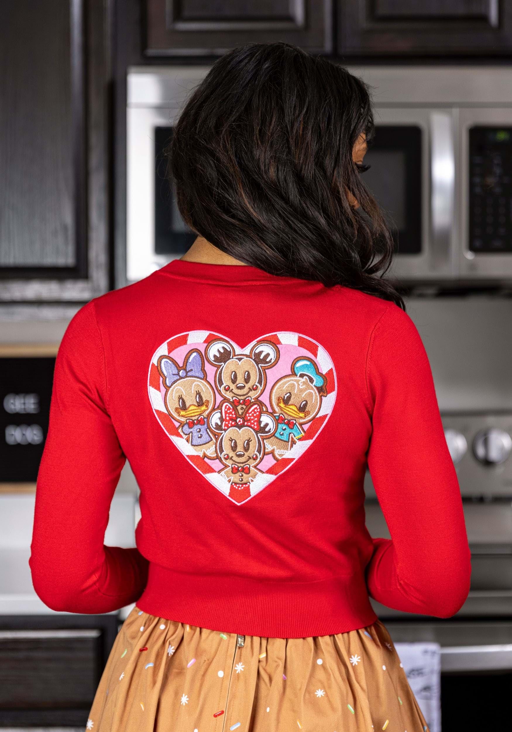 Women's Stitch Shoppe Disney Holiday Gingerbread Character Sweater 2X Red