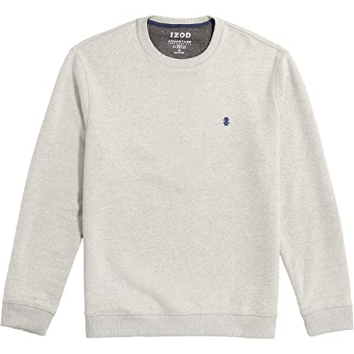 IZOD Men's Advantage Performance Crewneck Fleece Pullover Sweatshirt, Light Grey Heather Solid, Medium