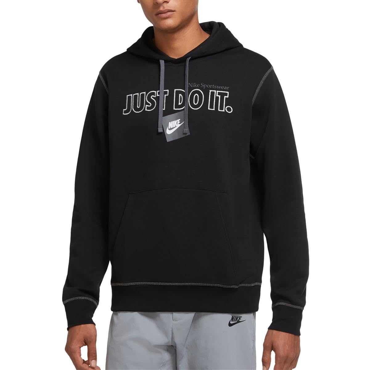 Nike Mens Just Do It Sweatshirt Workout Hoodie Black L