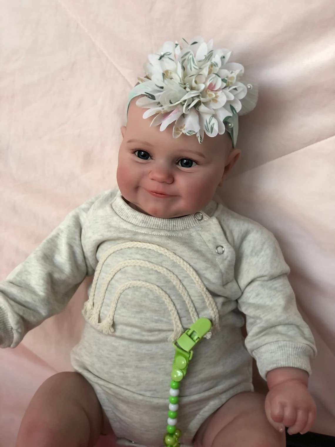 Pinky Realistic Reborn Baby Dolls 20 inches 50 CM Full Body Vinyl Silicone Girl Doll Anatomically Correct Lifelike Painted Hair Newborn Baby Dolls Toy for Kids Age 3+