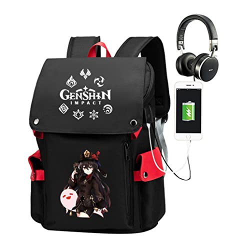 Yunbei Genshin Impact Backpack Hu Tao School Bags Klee Backpack Zhongli Bookbag Qiqi Laptop Daypack (Hu Tao, One Size)