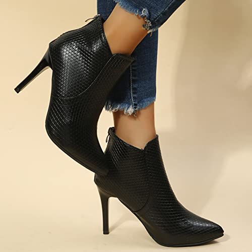 MatureGirl Dressy Wedge Booties for Women,Women Pointed Toe Platform Boot Chelse+a𝒮 Comba+t𝒮 Booties Ladies High Heel Boot Casual Stiletto Motorcycle Riding Boot Walking Shoe Wide Short (Black, 8)