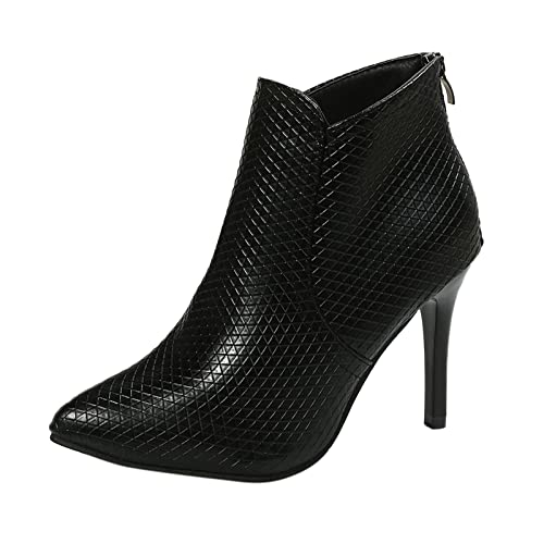 MatureGirl Dressy Wedge Booties for Women,Women Pointed Toe Platform Boot Chelse+a𝒮 Comba+t𝒮 Booties Ladies High Heel Boot Casual Stiletto Motorcycle Riding Boot Walking Shoe Wide Short (Black, 8)