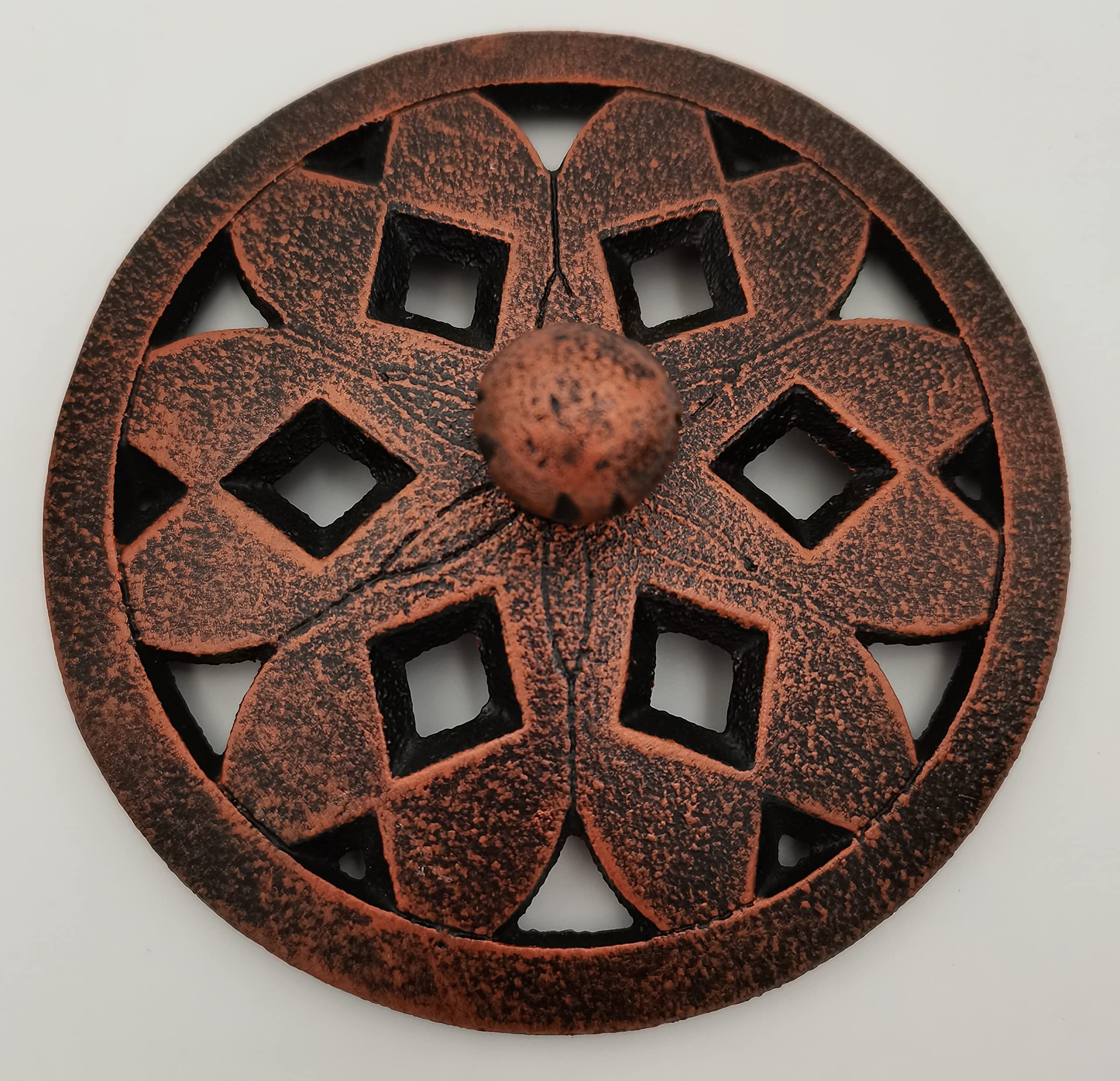YIMIFLA Incense Burner Holder with Lid and Handle Cast Iron Cauldron 4.9" Frankincense Resin Charcoal Incense Burner Great for Yoga, Spa Aromatherapy, Smudging, Ritual & Blessings (Red Bronze)
