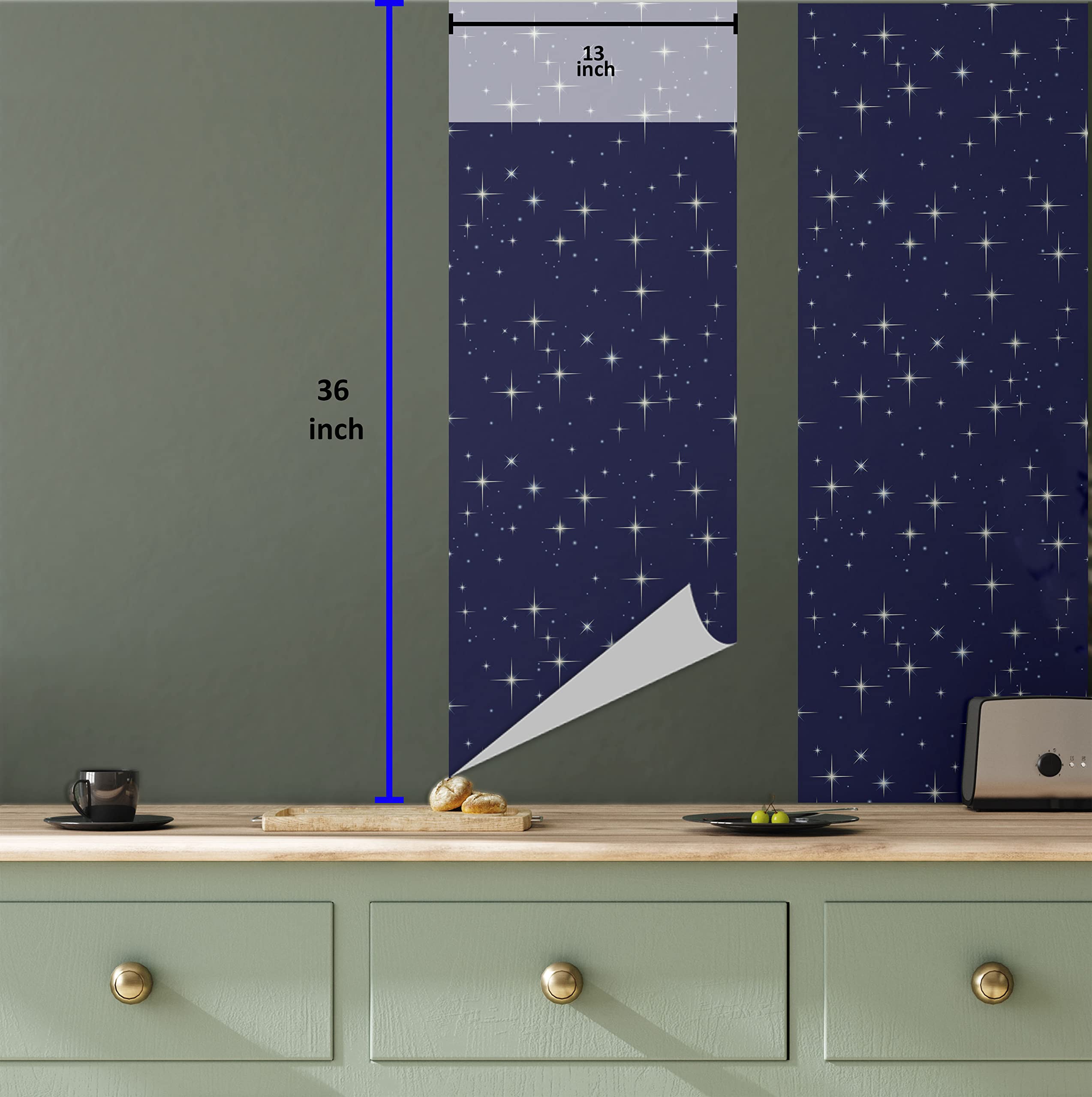 Ambesonne Space Peel & Stick Wallpaper for Home, Night Sky Stars Romantic Cosmos Themed Image Dotted Background Constellation, Self-Adhesive Living Room Kitchen Accent, 13" x 36", Purple White