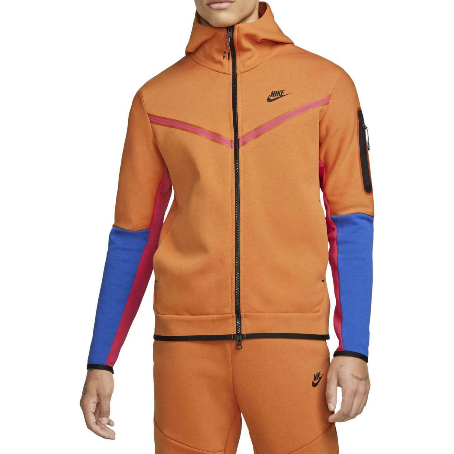 Nike Sportswear Tech Fleece Full-zip Hoodie Mens Size X-Small Hot Curry/Pink/Blue/Black