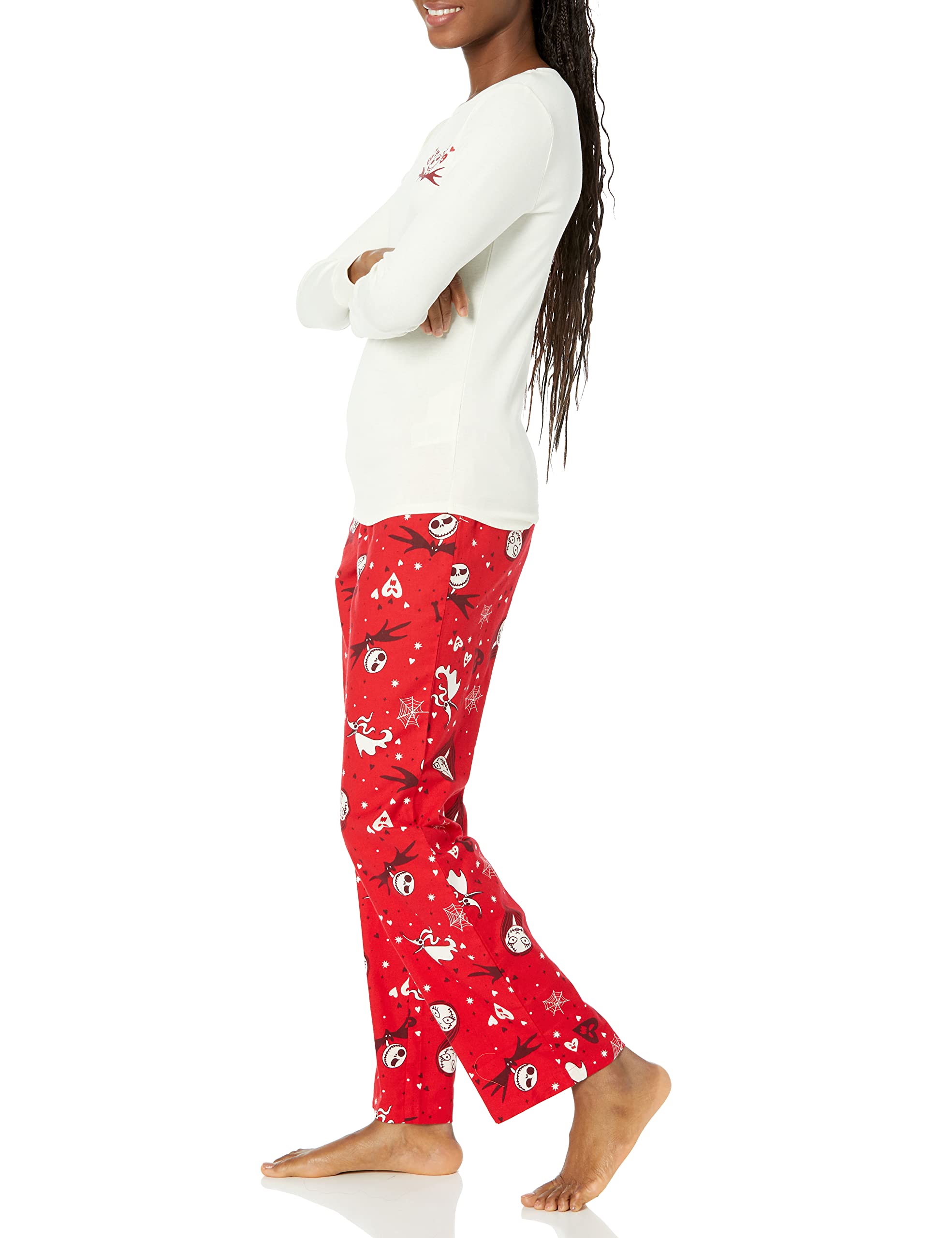 Amazon Essentials Disney | Marvel | Star Wars Women's Flannel Pajama Sleep Sets, Nightmare Valentine - Womens, XX-Large