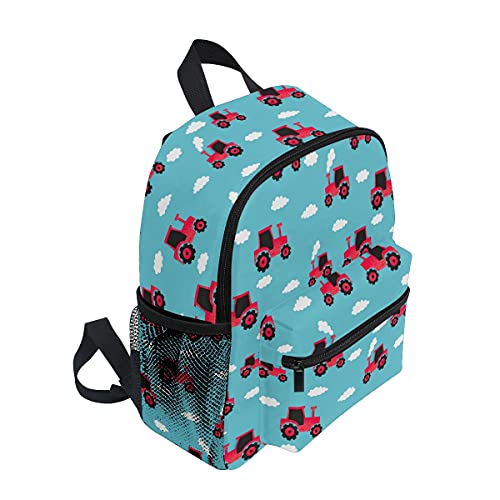 Red Tractor 12 Inches Backpack for Toddlers, Boys Ideal for Daycare, Preschool and Kindergarten