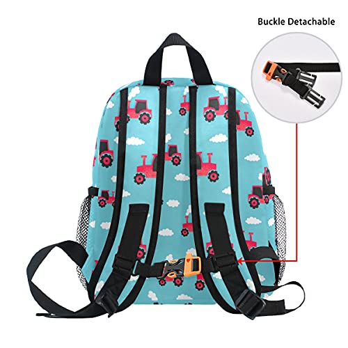 Red Tractor 12 Inches Backpack for Toddlers, Boys Ideal for Daycare, Preschool and Kindergarten