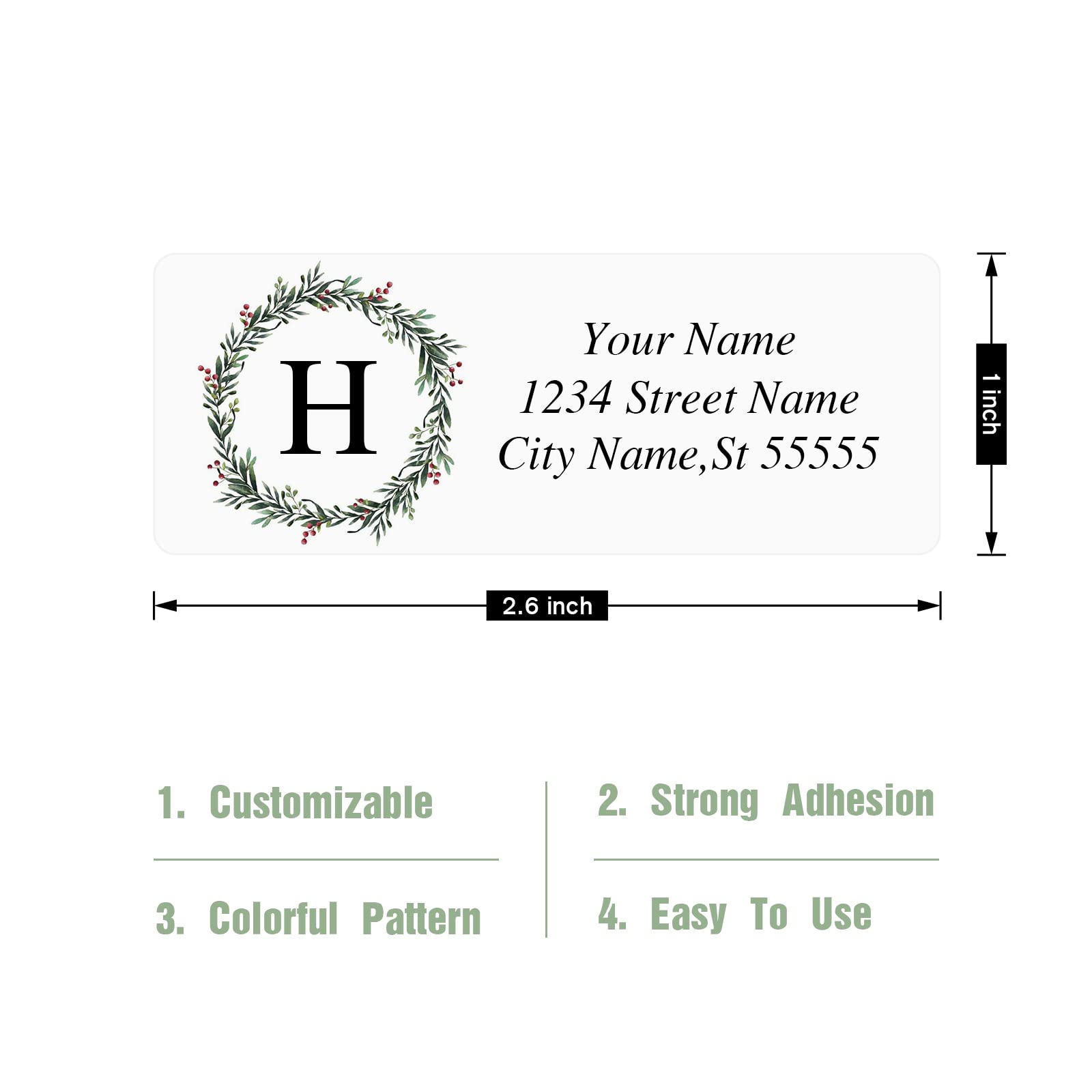 Return Address Personalized Custom Labels with Strong Adhesion, Can Be Used for Box, Paper, Plastic, Glass, Metal (2.6x1 Inch)