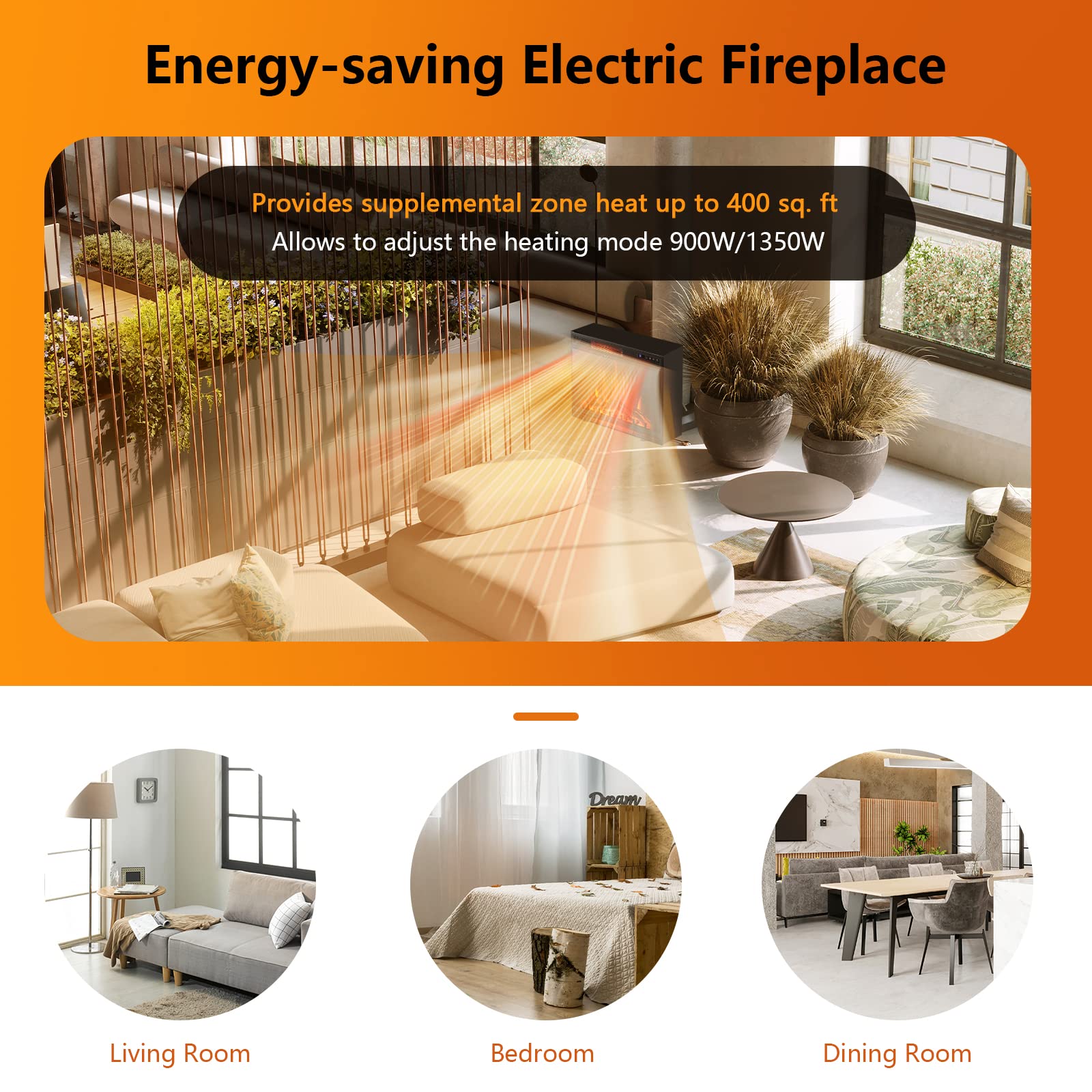 S AFSTAR 29 Inches Electric Fireplace Insert, 900/1350W Recessed Electric Fireplace w/ 3 Available Flame Colors & 4 Brightness, Touch Screen & Remote Control, Wall Mounted Electric Fireplace Heater