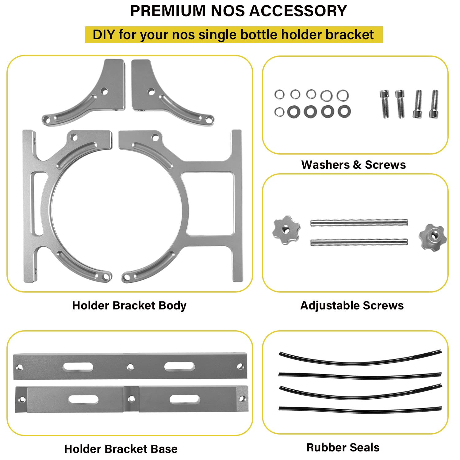 Bzsunway 7” Nitrous Oxide Nos Billet Aluminum Single Bottle Holder Bracket for 10-15 pound nitrous bottle Replace for PCE150.1001