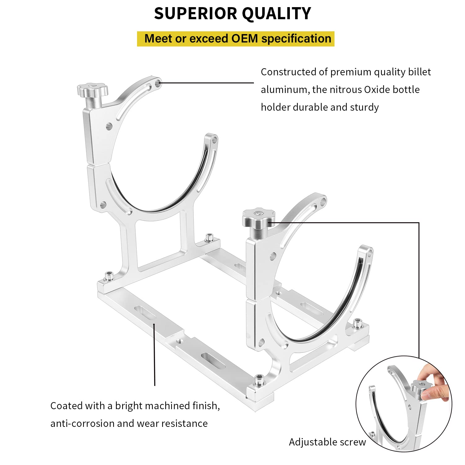 Bzsunway 7” Nitrous Oxide Nos Billet Aluminum Single Bottle Holder Bracket for 10-15 pound nitrous bottle Replace for PCE150.1001
