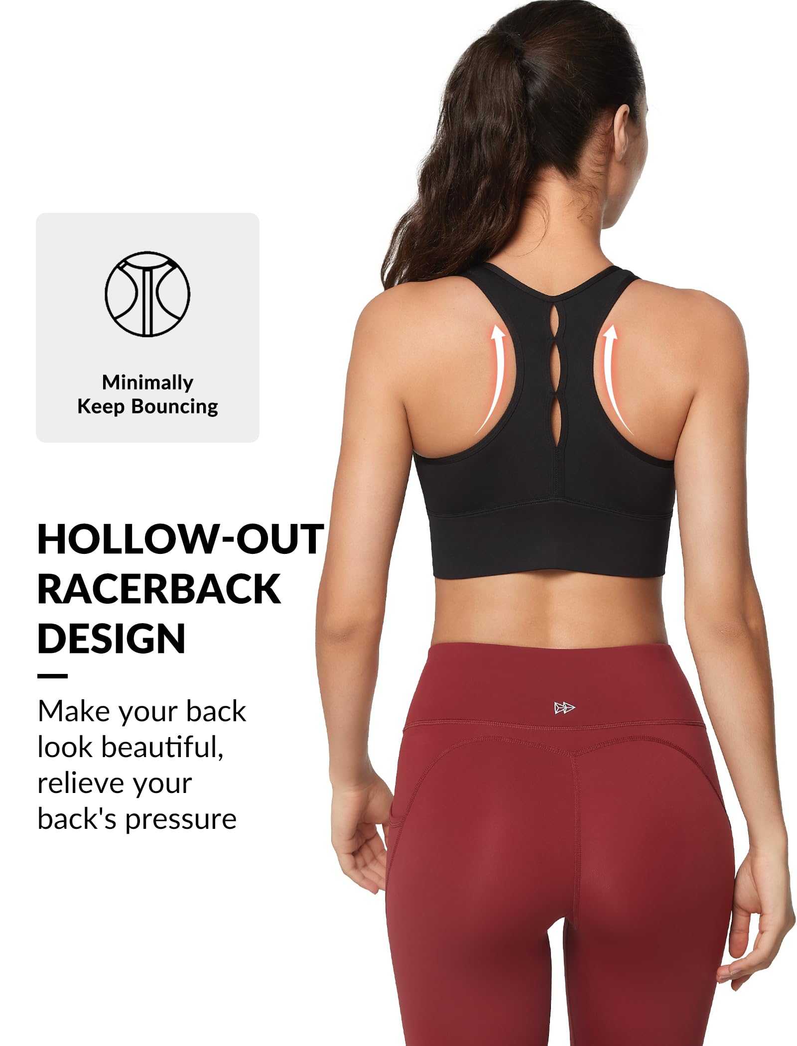 Yvette Womens Sports Bras High Impact Zip Front Sports Bra High Support Large Bust for Workout Running,Black,Large Plus
