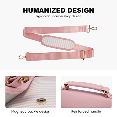 LOVEVOOK Computer Bag Laptop Bag for Women Cute Laptop Messenger Bag for Work College,Pink Stripes