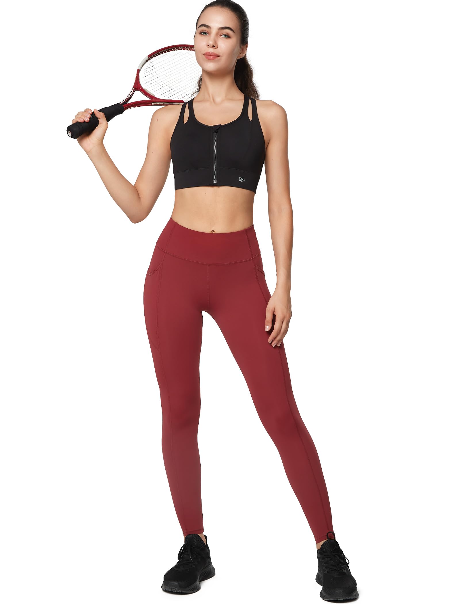 Yvette Womens Sports Bras High Impact Zip Front Sports Bra High Support Large Bust for Workout Running,Black,Large Plus