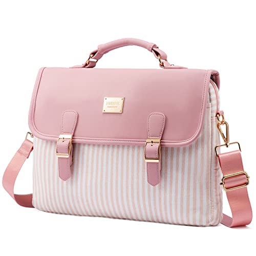LOVEVOOK Computer Bag Laptop Bag for Women Cute Laptop Messenger Bag for Work College,Pink Stripes