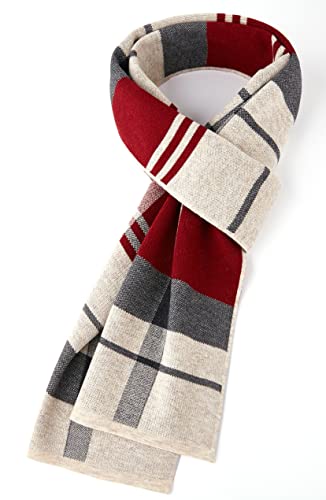 Mailandy Mens Winter Scarf Fashion Formal Soft Scarves Classic Plaid Solid Color Cashmere Scarf for Men