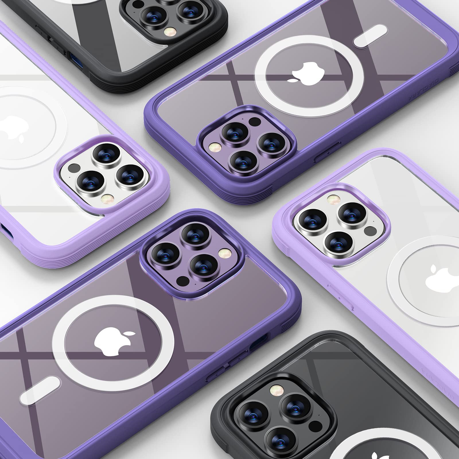 Diaclara Designed for iPhone 14 Pro Max Case 6.7’’,[Compatible with MagSafe][2023] Full Body Rugged Magnetic Protective Case+9H Camera Lens Protector w/Built-in Screen Protector (Deep Purple)