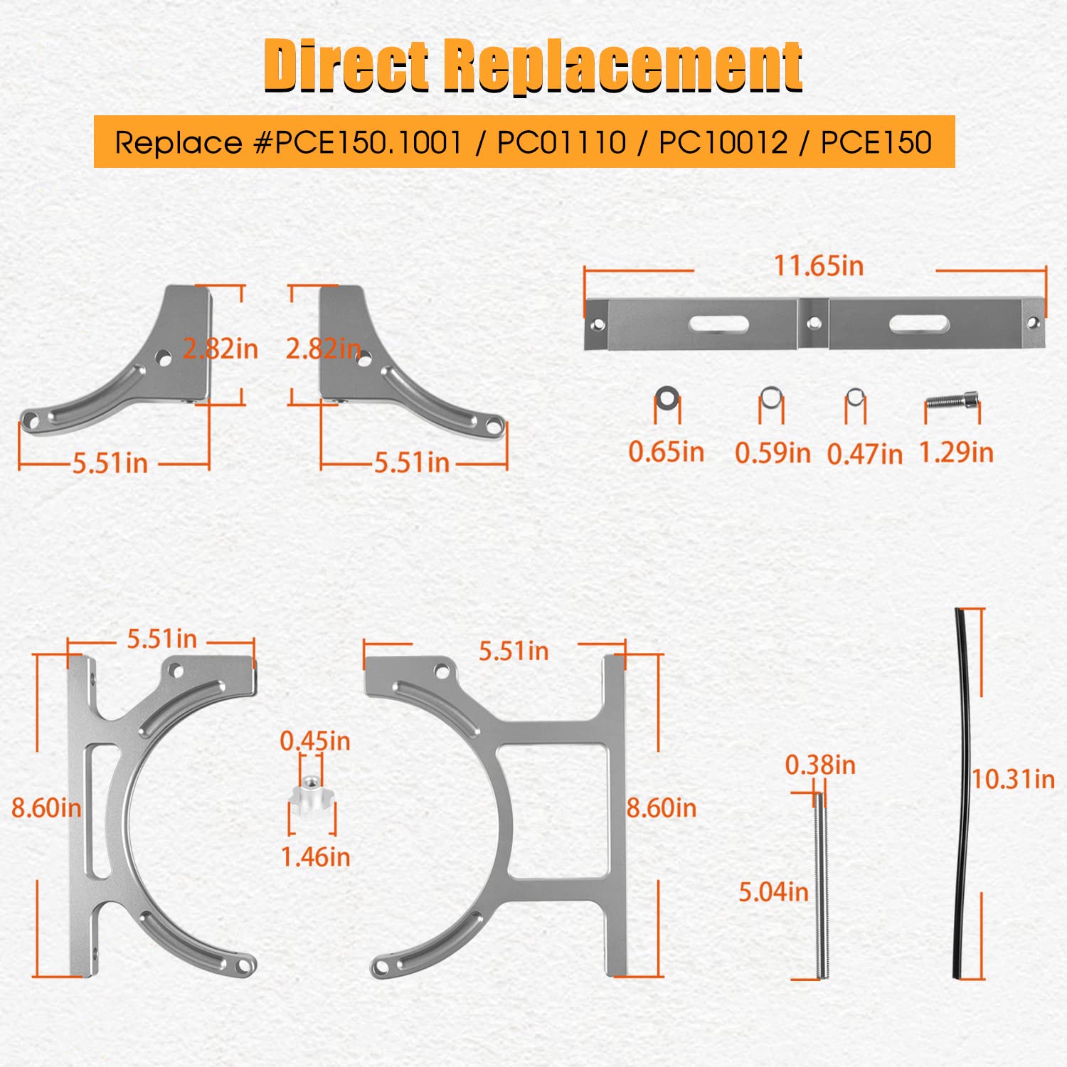 PCE150.1001 Nitrous Oxide Nos Aluminum Single Bottle Holder Bracket for All Vehicles with 10lb Bottles, or Bottles in 7" Diameter, Replace for Part Number PC01110, PC10012, PCE150