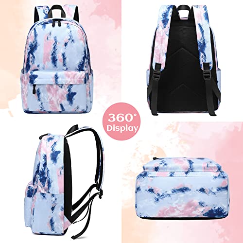 Lohol Galaxy School Backpack with Lunch Box, Lightweight Water Resistant BookBag Set for Kids Girls Teens (Pink&Purple