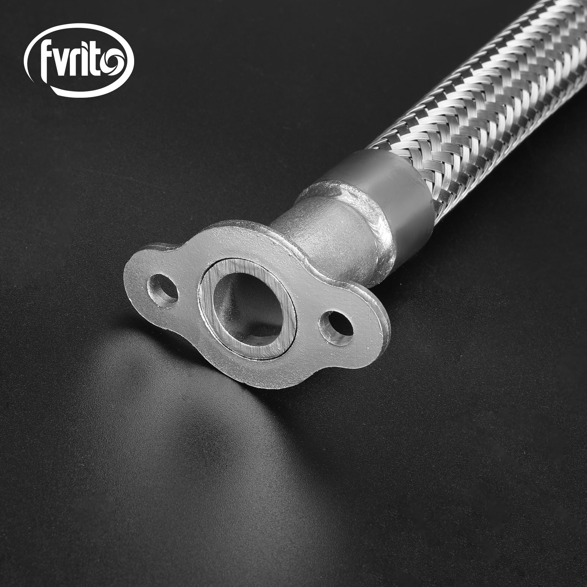 FVRITO Viper Flexible Exhaust Muffler Pipe Silencer with Hardware for 2 Stroke 49cc 60cc 66cc 80cc 100cc Engine Gas Motorized Bicycle Motor Bike Parts Silver