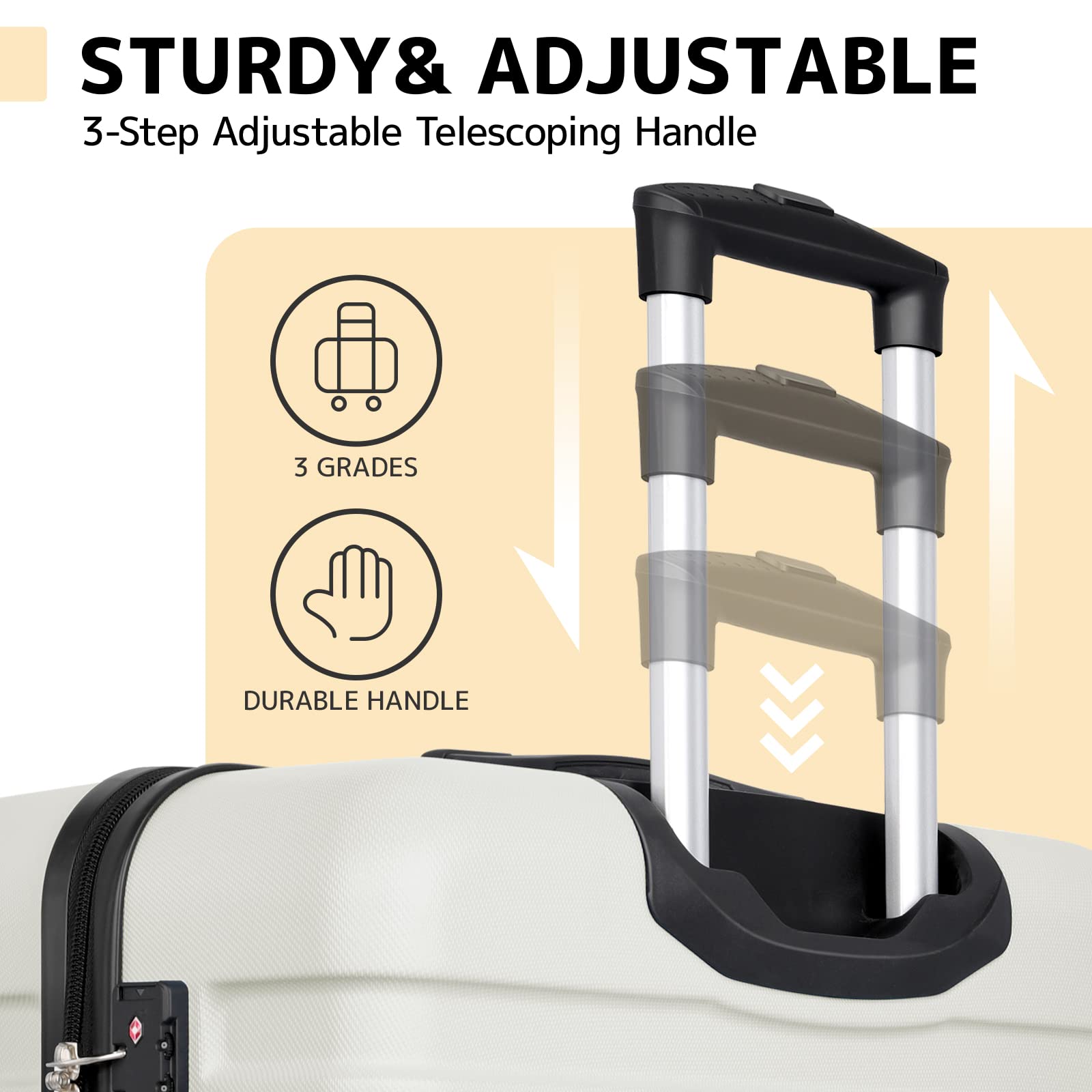 AnyZip Luggage PC ABS Hardside Lightweight Suitcase with 4 Universal Wheels TSA Lock Carry-On 20 Inch White