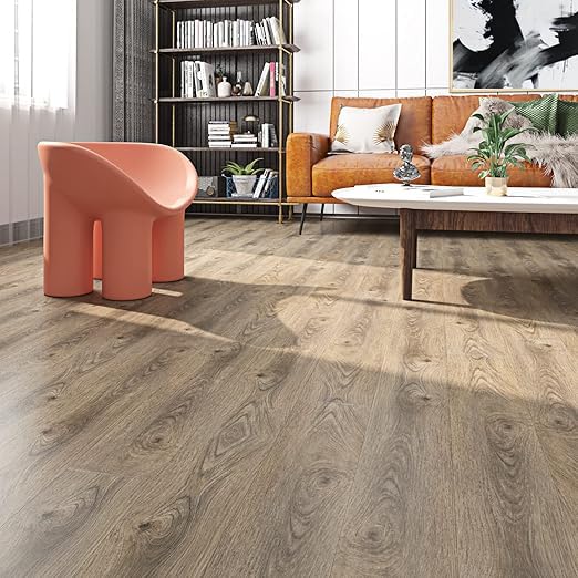 Livelynine Reclaimed Wood Vinyl Plank Flooring Peel and Stick Floor Tile Wood Grain 4pcs 6inX3ft Adhesive Floor Tiles Waterproof Peel and Stick Wood Planks for Walls Thin Walnut Wood Sheets RV Kitchen