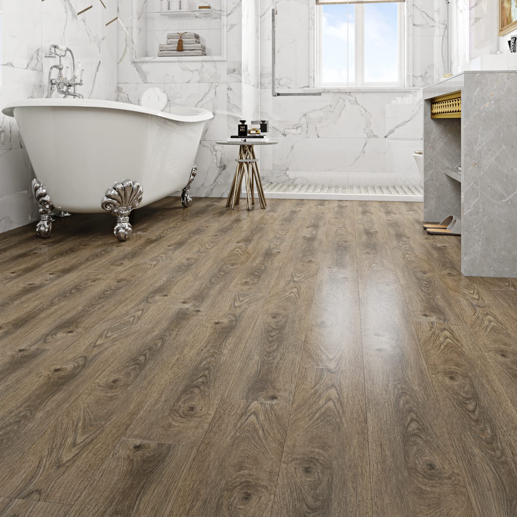 Livelynine Reclaimed Wood Vinyl Plank Flooring Peel and Stick Floor Tile Wood Grain 4pcs 6inX3ft Adhesive Floor Tiles Waterproof Peel and Stick Wood Planks for Walls Thin Walnut Wood Sheets RV Kitchen
