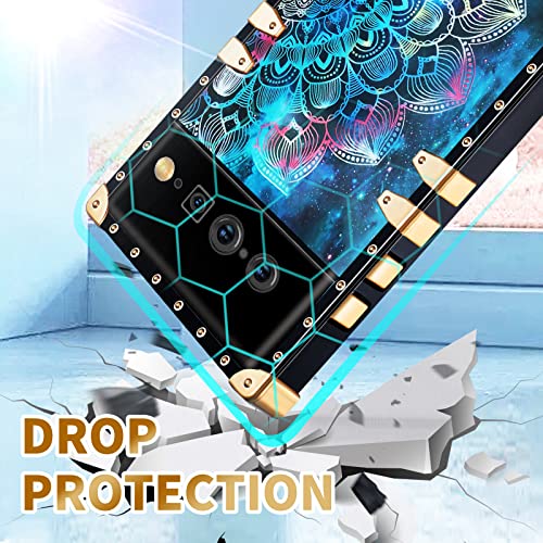 Loheckle for Pixel 7 Pro Case for Women, Designer Cases for Google Pixel 7 Pro with Ring Stand Holder and Lanyard, Stylish Mandala Luxury Cover for Pixel 7 Pro 6.7 Inch