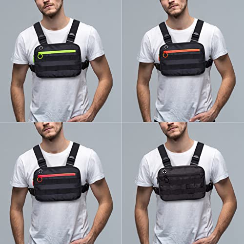 MJNUONE Outdoor Chest Bag For Men,Tactical Chest pack with Reflective, Lightweight Utility Chest Rig Bag with Extra Storage for Running Climb Cycling Hiking