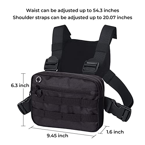 MJNUONE Outdoor Chest Bag For Men,Tactical Chest pack with Reflective, Lightweight Utility Chest Rig Bag with Extra Storage for Running Climb Cycling Hiking