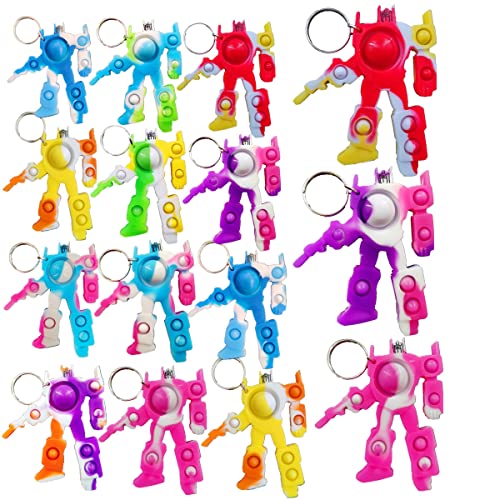 mypush popo 20 Packs Christmas Classroom Students Gifts Bulk Rainbow Bubble Fidgets Gifts From Teacher, Car Robot Mini Pop Holiday Rewards Party Favors for Kids Adult