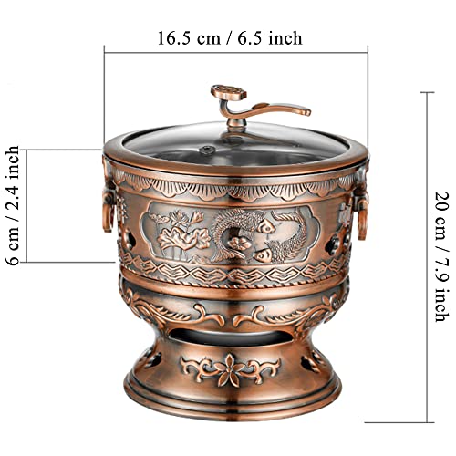 Stainless Steel Food Warmers, Dish Catering Heating Plate Stove Buffet with Pans and Fuel Holders for Buffets Caterings Parties Buffet Server Warming Tray/Red Copper