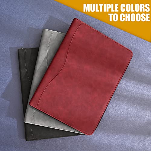 Linaxbong Padfolio Portfolio Business Binders—3 Ring Binders,Secure Zippered Closure,Resume padfolio Business Organizer—Pu Leather Padfolio Portfolio Binders for Men & Women(WR)