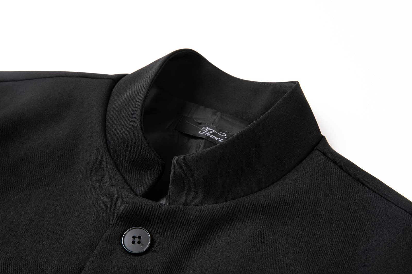 THWEI Mens Casual Suit Blazer Jackets Stand Collar Business Sport Coats Black Medium