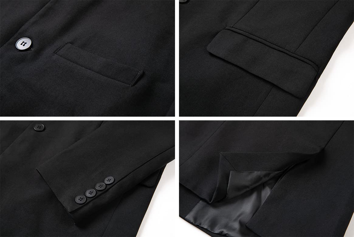 THWEI Mens Casual Suit Blazer Jackets Stand Collar Business Sport Coats Black Medium