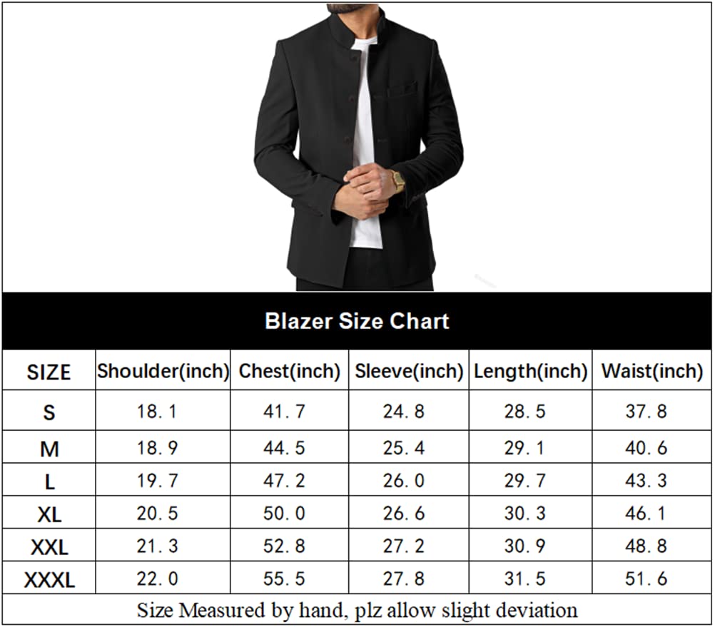 THWEI Mens Casual Suit Blazer Jackets Stand Collar Business Sport Coats Black Medium