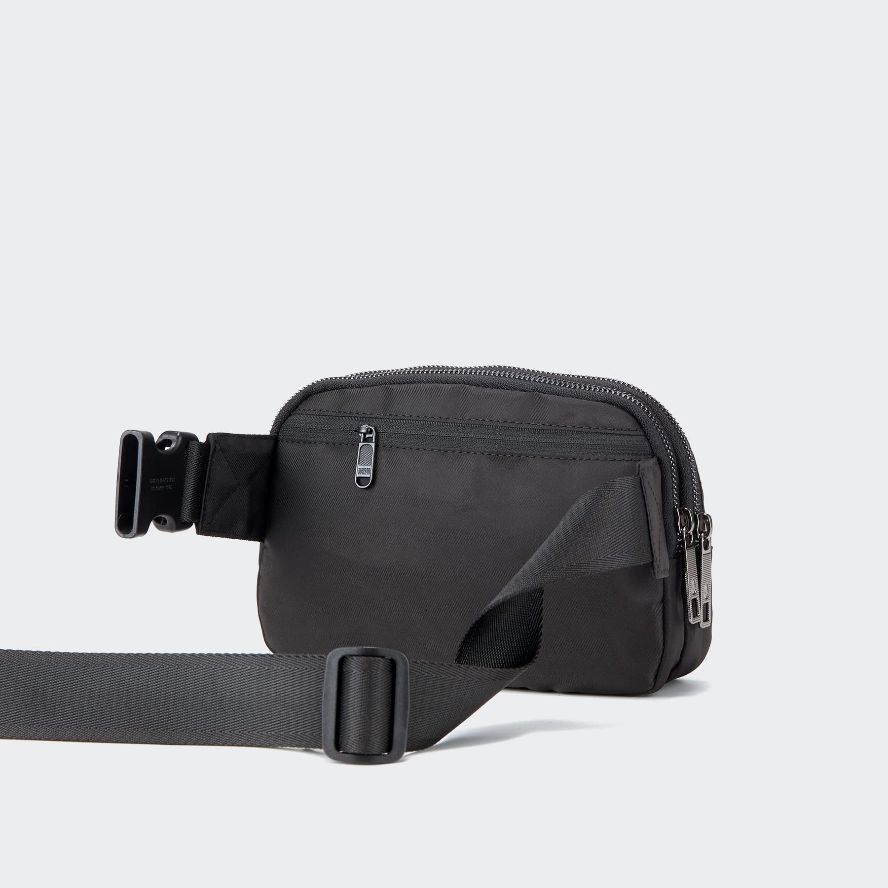 Pander Everywhere Belt Bag for Women, 5 Zipper Pockets Nylon Crossbody Fanny Pack Purse (Black)