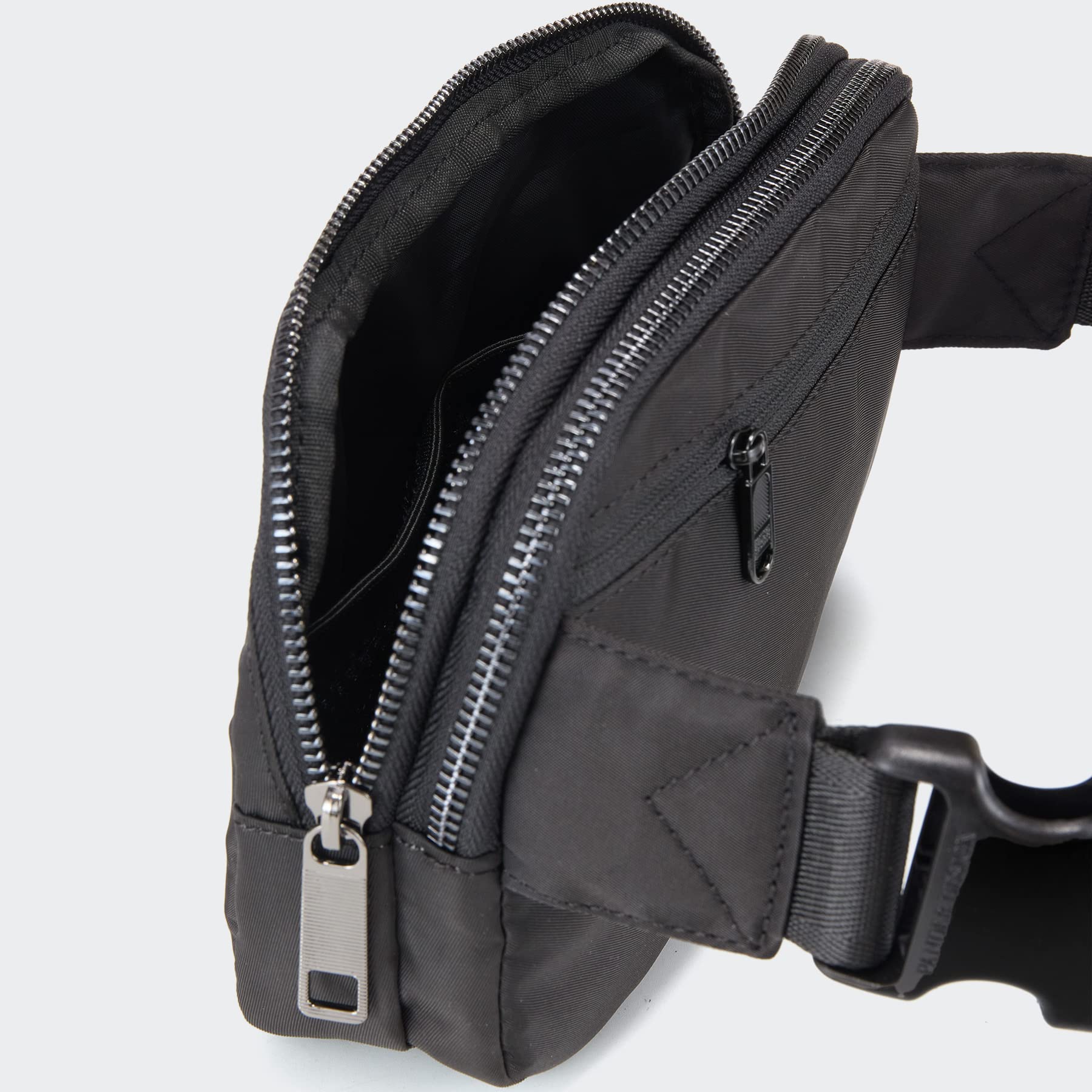 Pander Everywhere Belt Bag for Women, 5 Zipper Pockets Nylon Crossbody Fanny Pack Purse (Black)