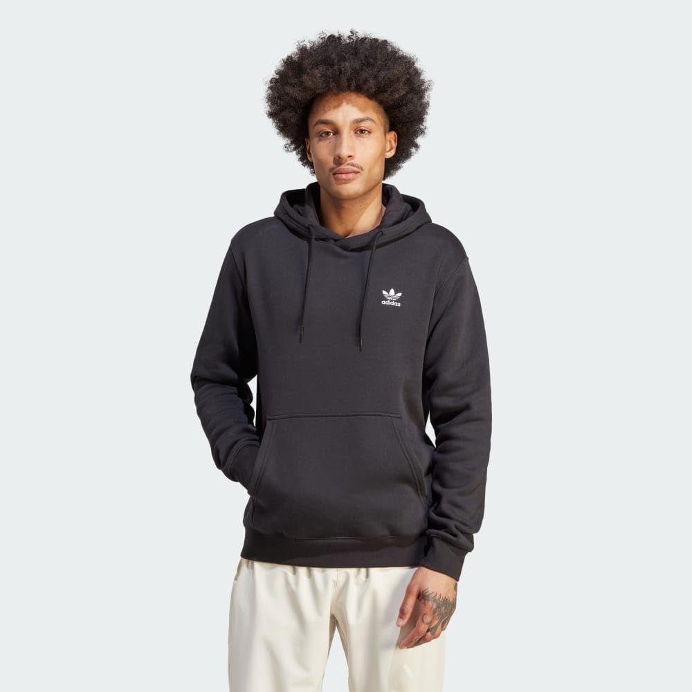 adidas Originals Men's Trefoil Essentials Hoodie, Black, Medium