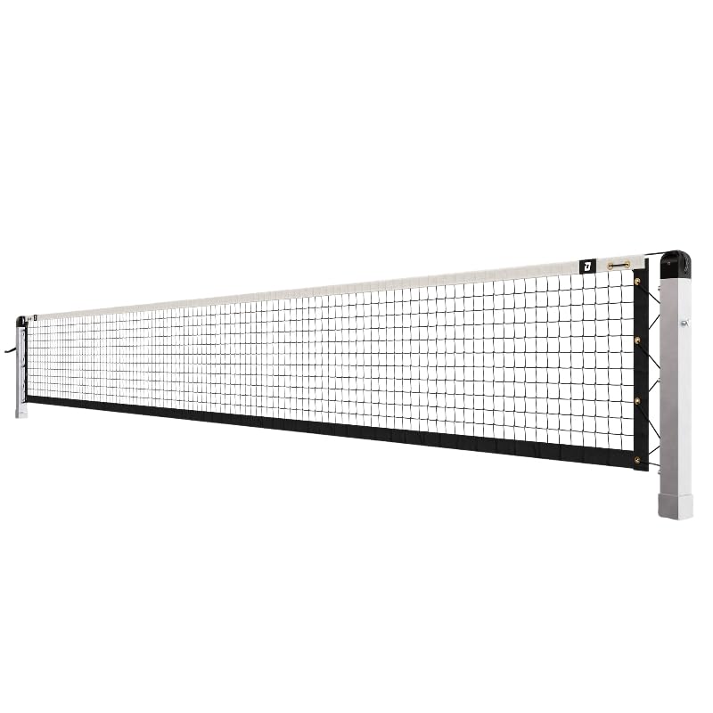 Dominator In Ground Pickleball System - Includes Two Heavy Duty Square Pickleball Posts with Net and Sleeves - Aluminum, Rust Free, and Follows USAPA Standards