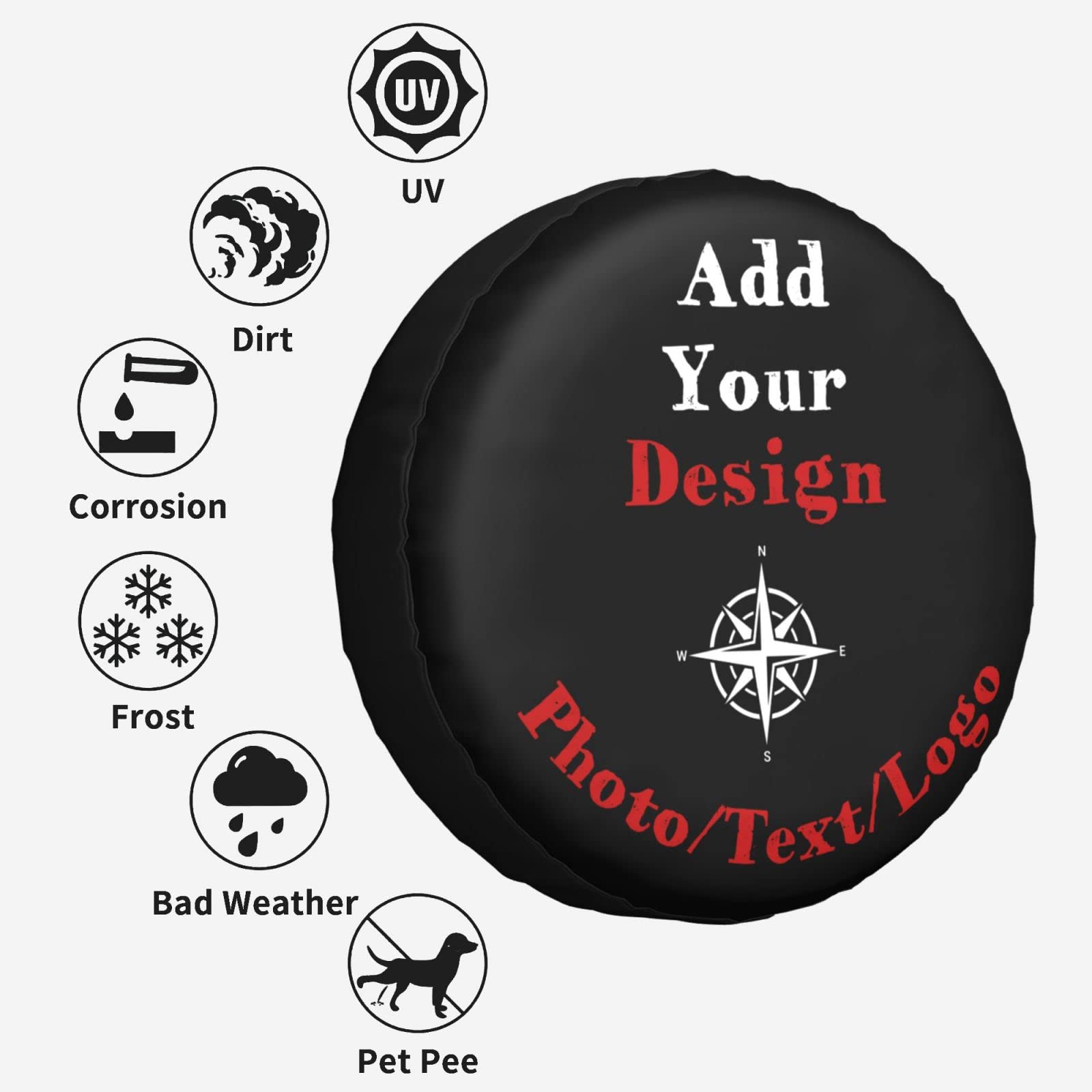 Custom Spare Tire Cover Personalized Wheel Tire Cover Add Your Own Photo Text Logo Waterproof Dust-Proof Spare Wheel Cover Protectors for Trailer Truck SUV Universal All Vehicles