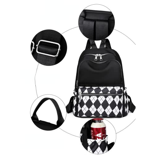 Wednesday Tartan Plaid Backpack Aesthetic Back to School for Teens Y2K Gothic Black White School Book Bag (Black)