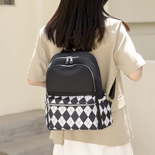 Wednesday Tartan Plaid Backpack Aesthetic Back to School for Teens Y2K Gothic Black White School Book Bag (Black)