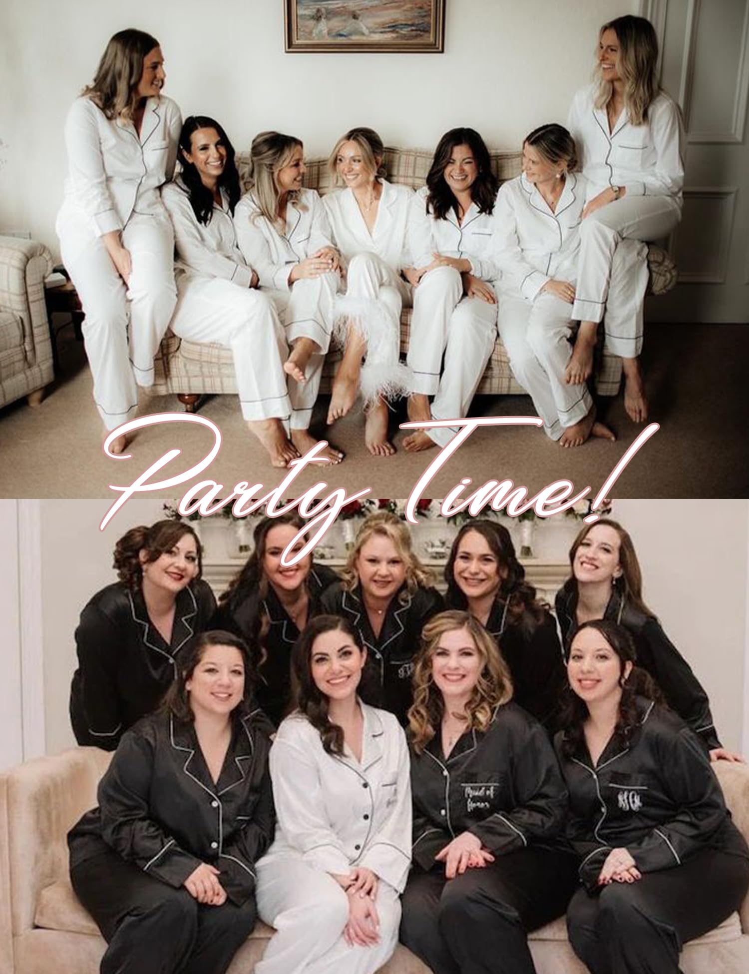 SWOMOG White Pajama Set for Plus Size Women Silk Satin Pajamas Long Sleeve Pjs Button-Down Pj Set Soft Sleepwear Set 18W