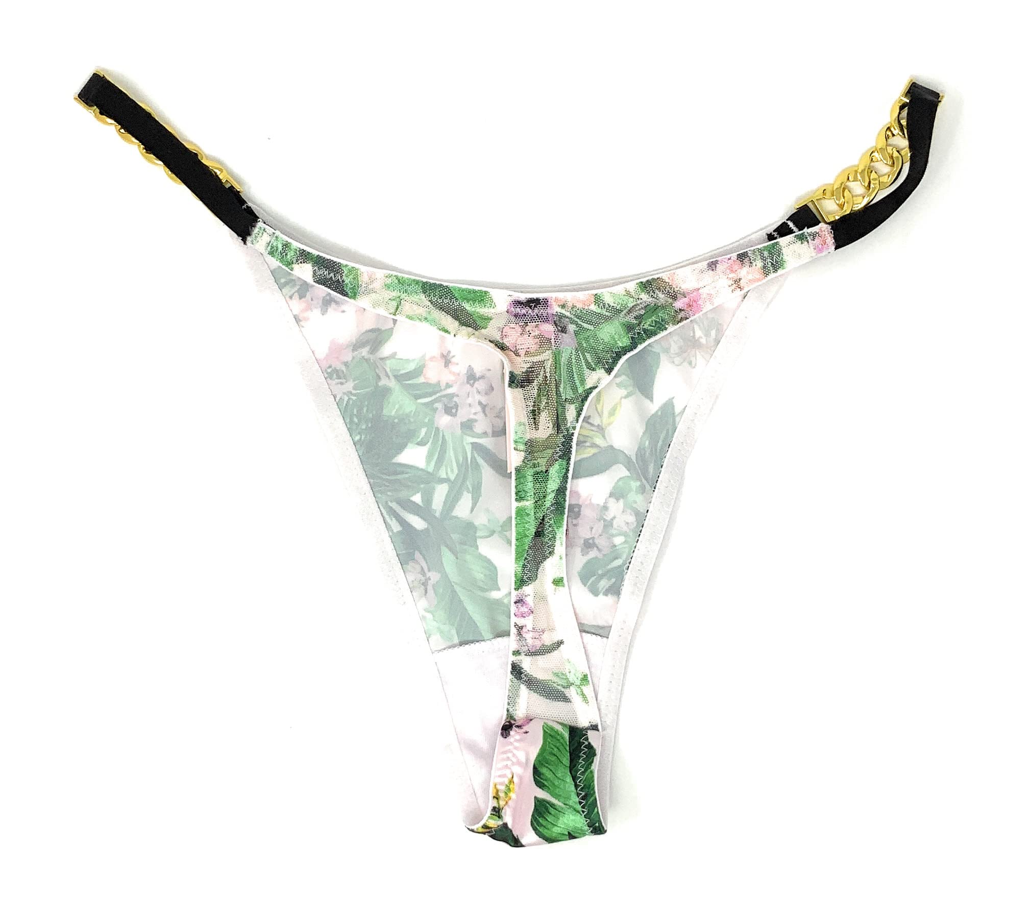 Victoria's Secret Bombshell Shine Thong Panty, Light Pink Floral Chain Shine, Small