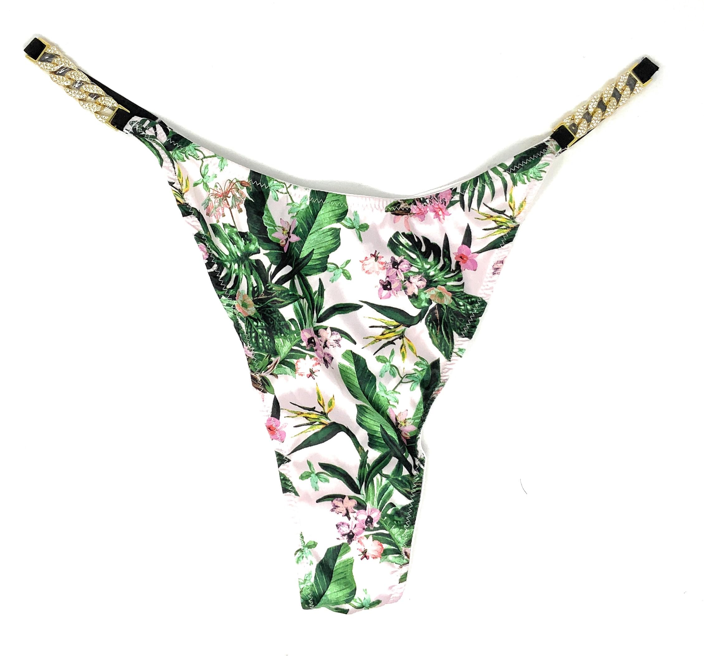 Victoria's Secret Bombshell Shine Thong Panty, Light Pink Floral Chain Shine, Small