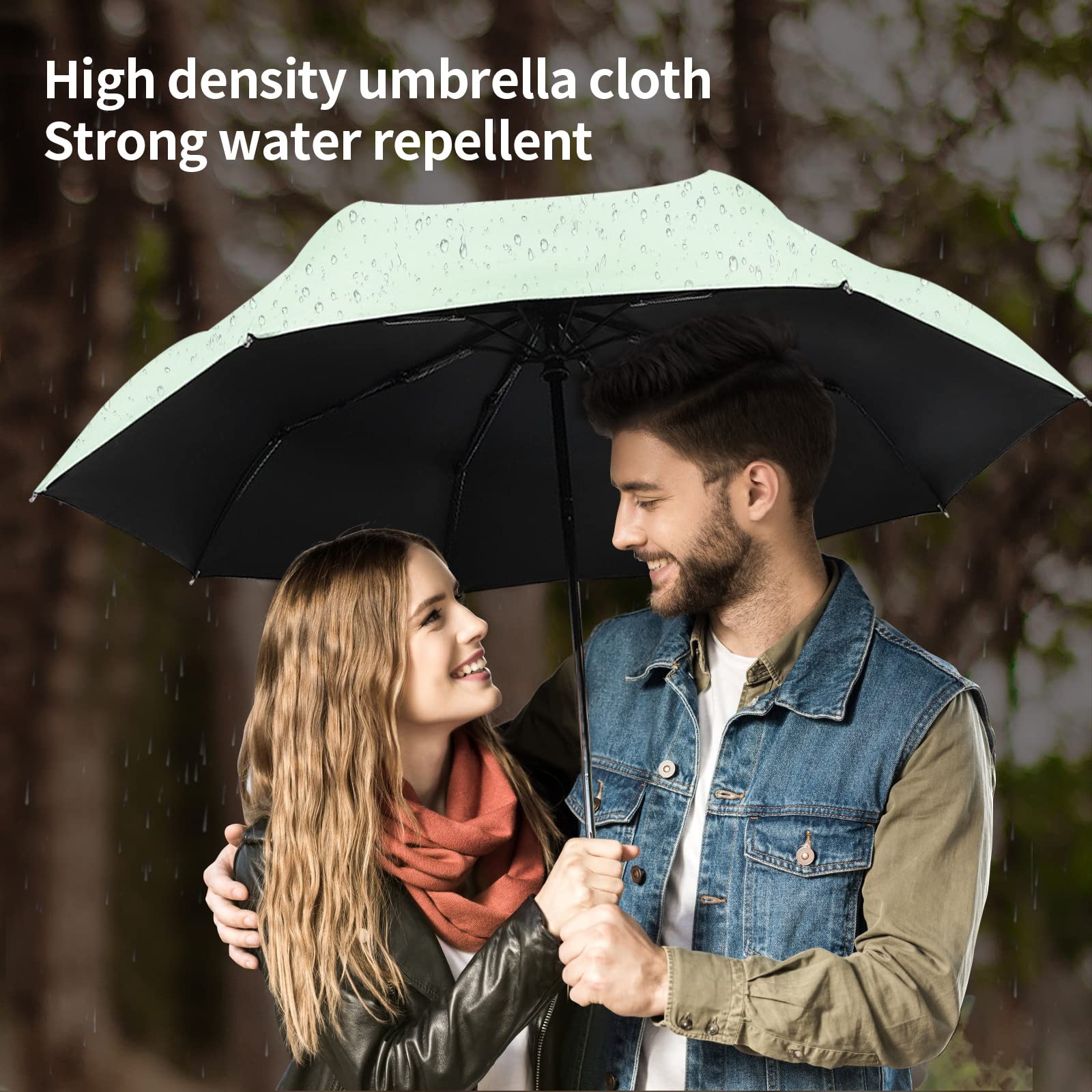 Cloudia Automatic Windproof Travel Umbrella, Umbrella in Rain and Sun for Women and Men (Matcha)