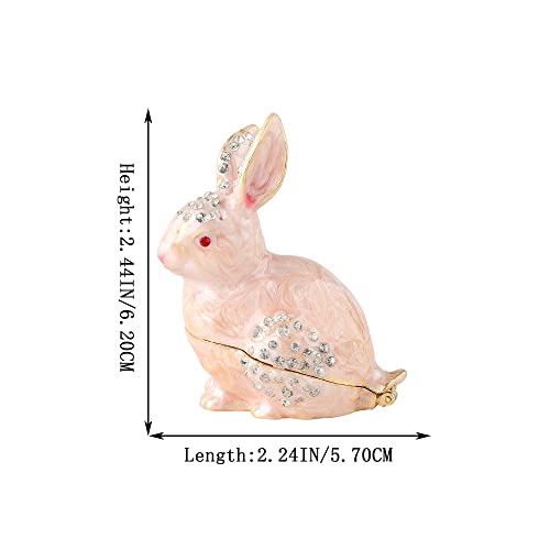 QIFU Cute Mini Pink Rabbit Style Enameled Trinket Box Hinged, Unique Gift for Family …